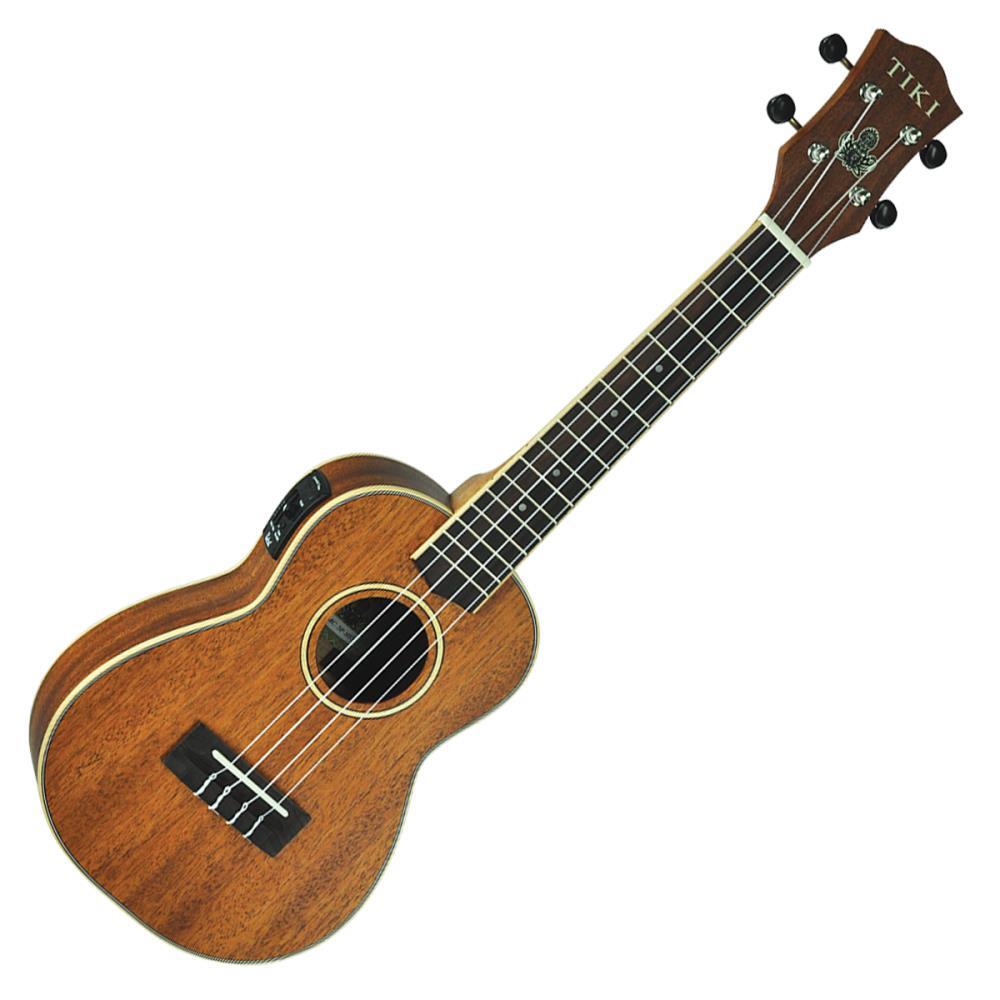 Tiki '5 Series' Solid Mahogany Top Electric Concert Ukulele with Hard Case & Built-in Tuner Sydney a